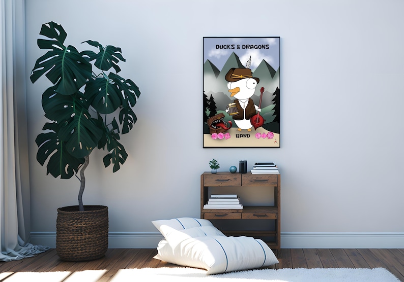 D&D Ducks and Dragons Bard | Funny Dnd Wall Art Print | Funny Home ...