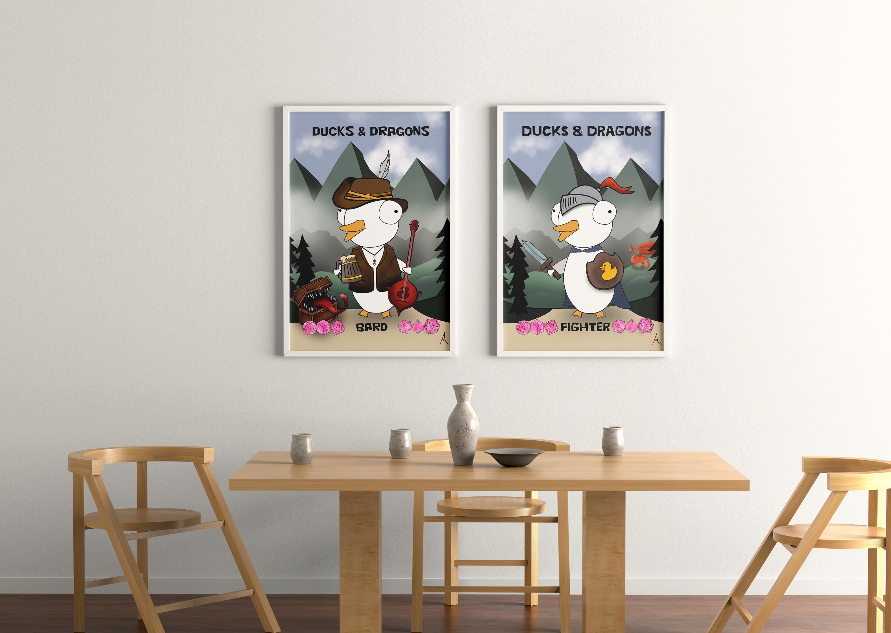 D&D Ducks and Dragons Bard | Funny Dnd Wall Art Print | Funny Home ...