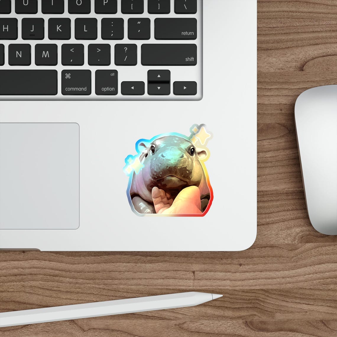Holographic Moo Deng Hippo Vinyl Sticker | Funny Meme Decal - Etsy