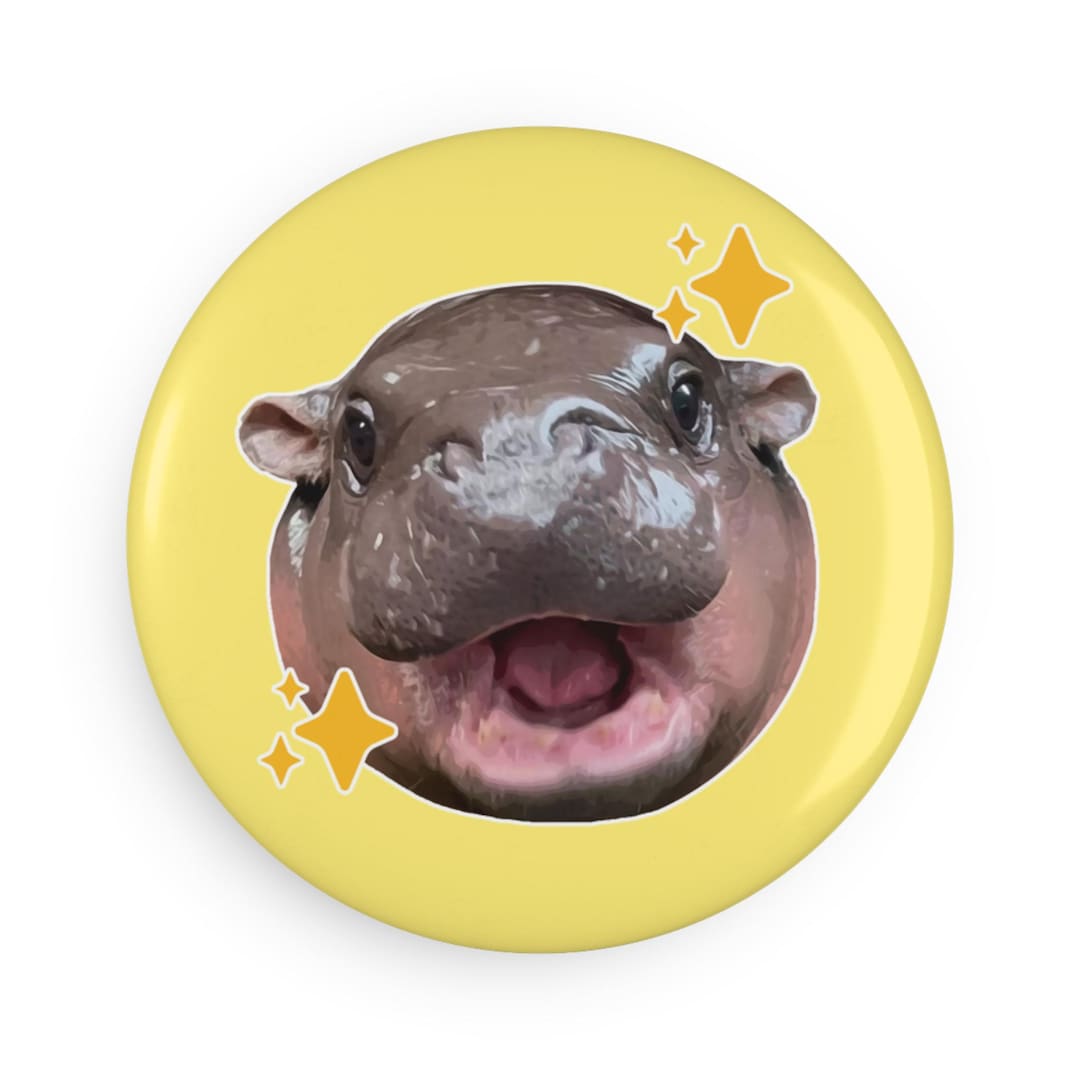 Moo Deng Hippo Button Magnet, Cheerful Fridge Decor, Animal Lover Gift ...