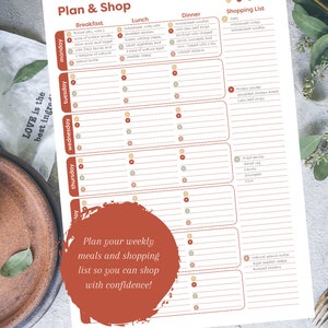 Weekly Meal Planner and Grocery List Printable | Healthy Balanced Meal ...