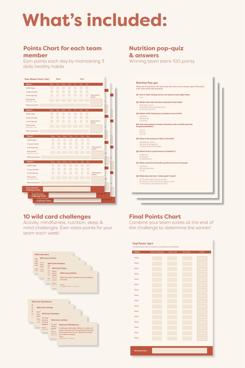 28 Days of Health and Fitness |printable Team Challenge Bundle. Daily ...