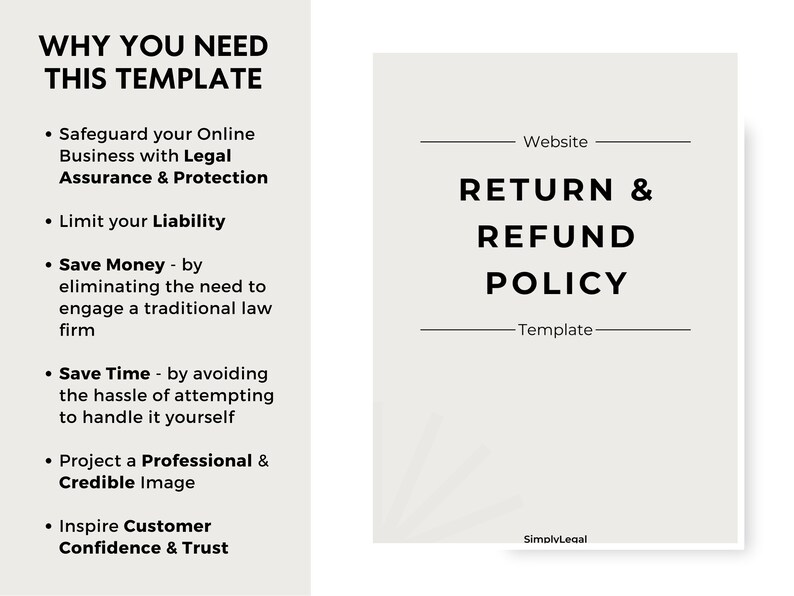 Website Return & Refund Policy Australian Online Business Customisable ...