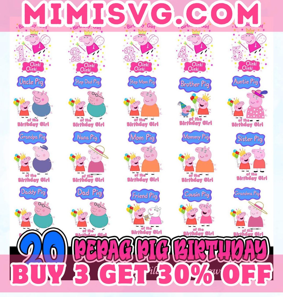 Peppa Family Birthday Png, Custom Name Age for Kid Png, Peppa Princess ...