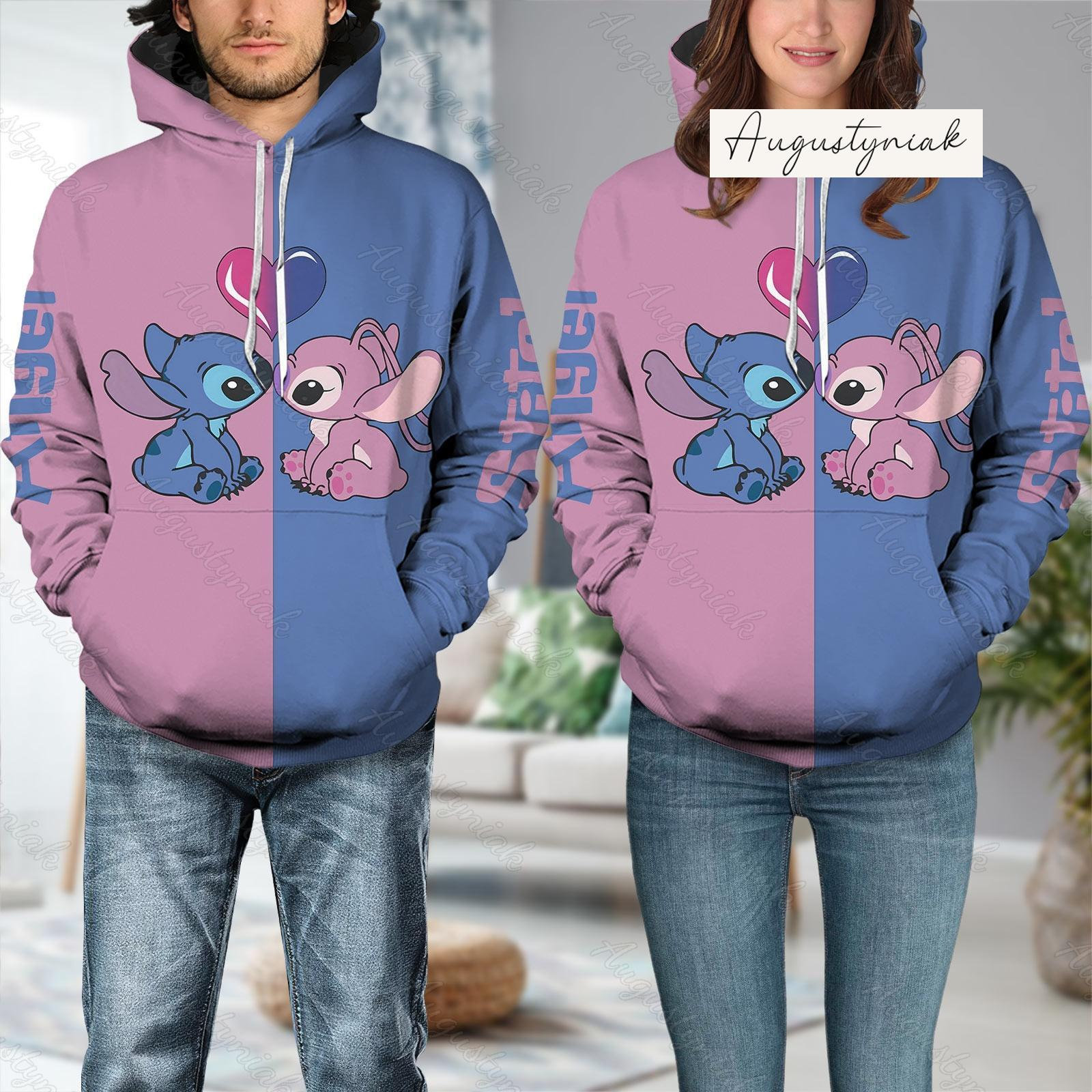 Stitch And Angel Couple Hoodie, Valentines Day Gift, Matching Hoodie ...
