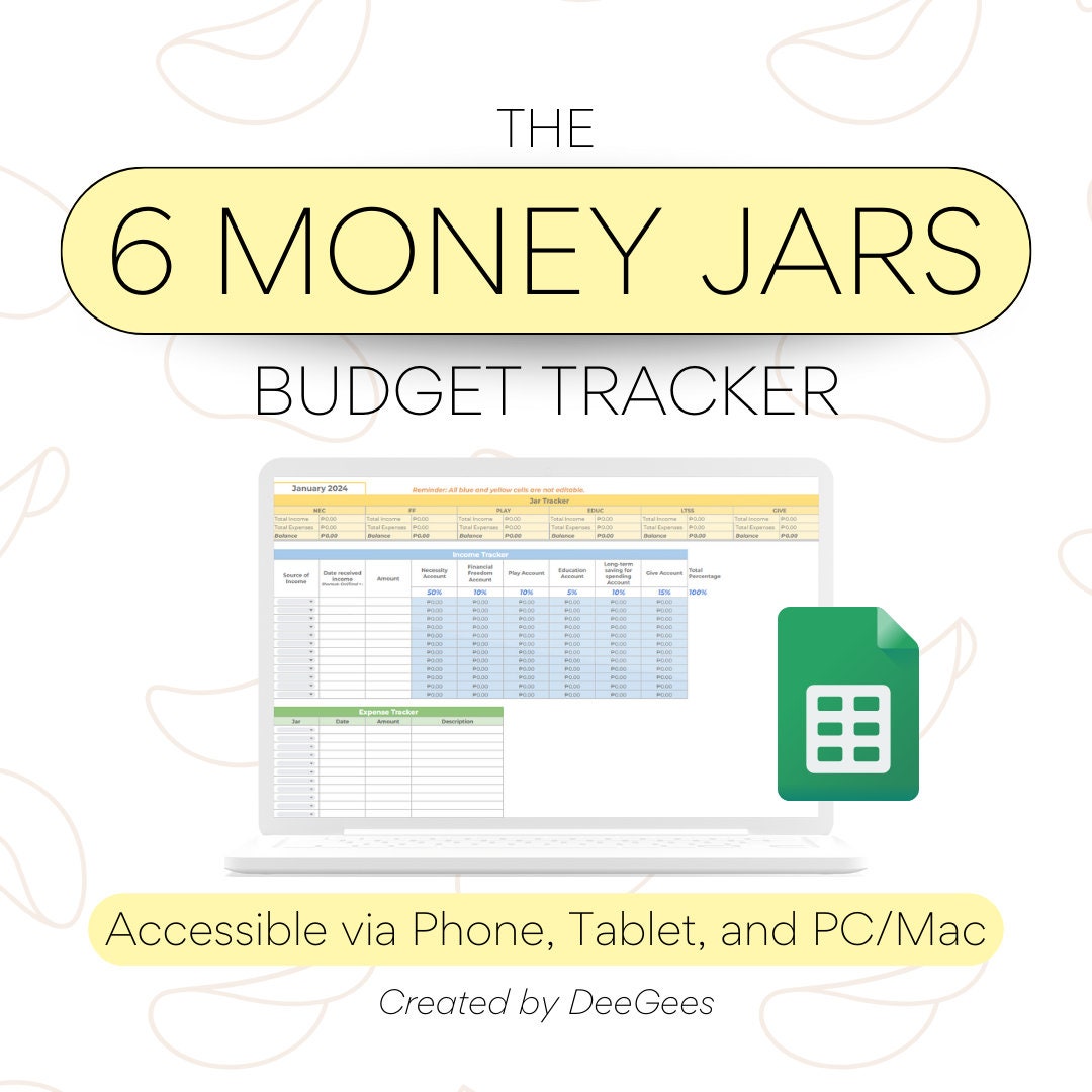 The 6 Money Jars Budgeting Tracker Beginner-friendly Money Management ...