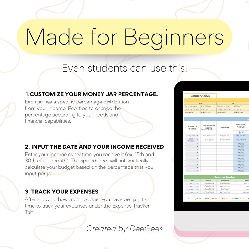 The 6 Money Jars Budgeting Tracker Beginner-friendly Money Management ...