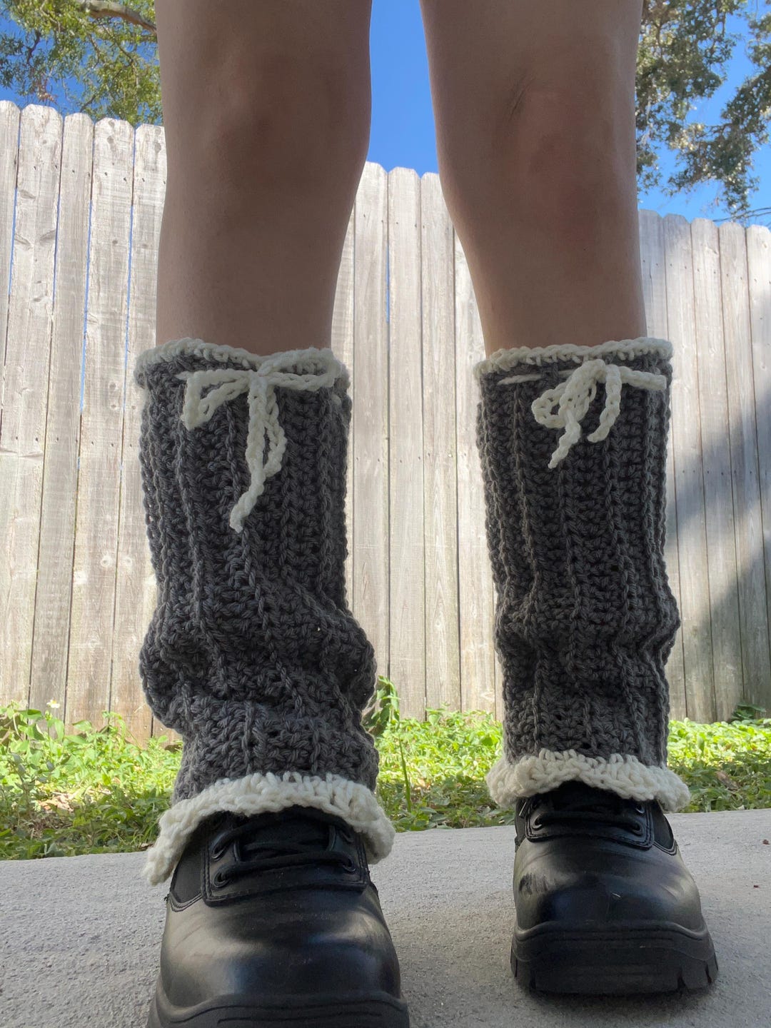 Handmade Drawstring Crochet Leg Warmers | Crochet Leg Warmers With Bow ...