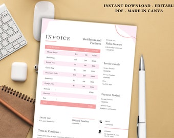 Pink Bold Modern Business Invoice Template, Modern Invoice Template ...