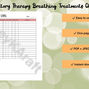 Printable Vital Signs Chart, Respiratory Therapist Chart, Breathing ...