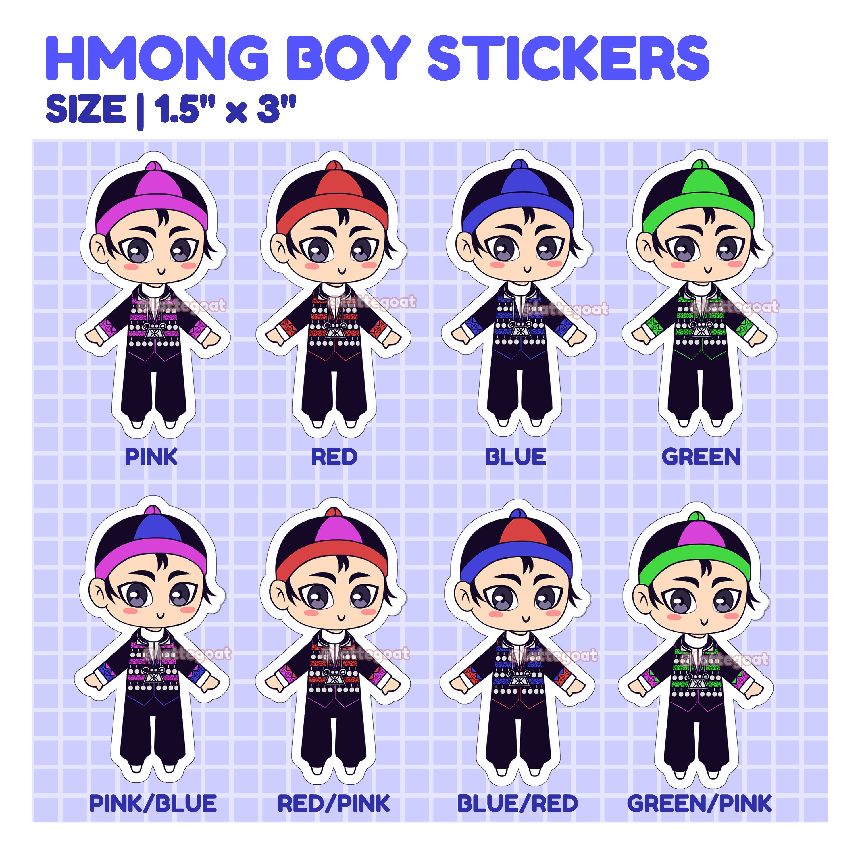 Hmong Girl & Boy Vinyl Stickers Cute Art Decals - Etsy