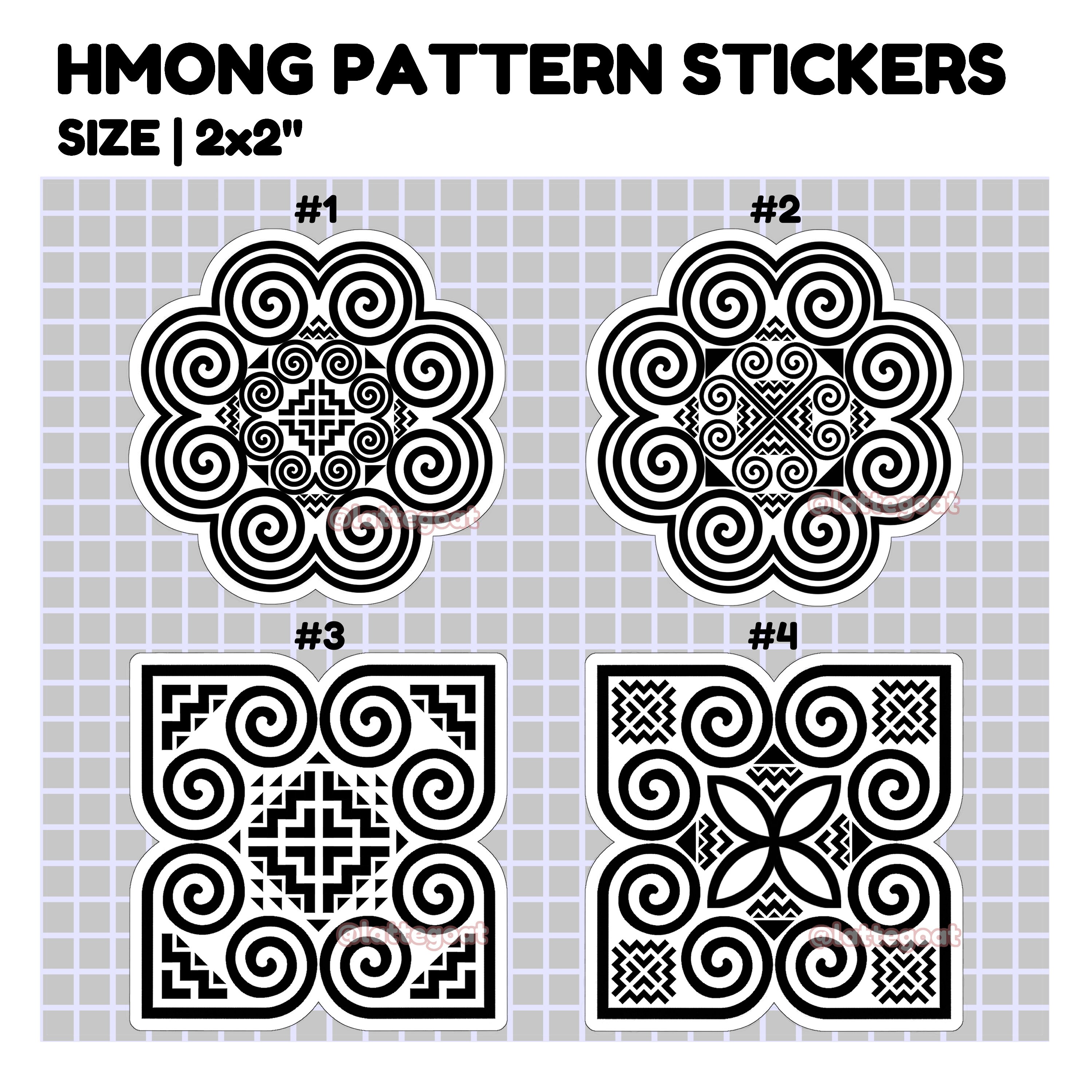 Hmong Pattern Vinyl Stickers Unique Geometric Art - 4 Hmong Designs - Etsy
