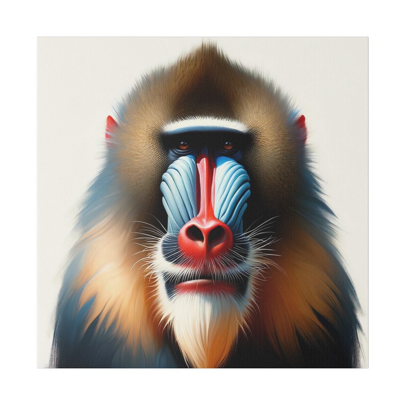 Mandrill Portrait Canvas Print Vivid Primate Face Artwork Striking ...