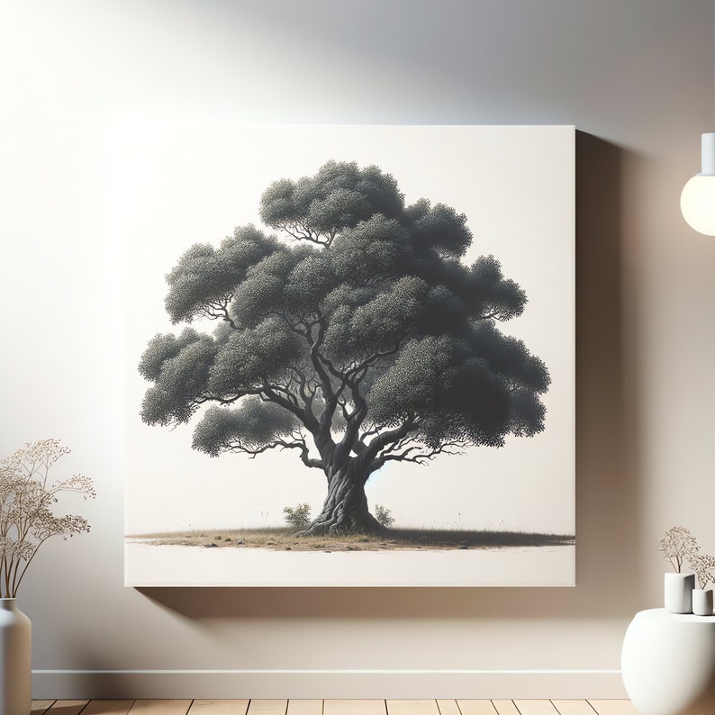African Ebony Tree Canvas Diospyros Spp Artwork Realistic Textured Bark ...