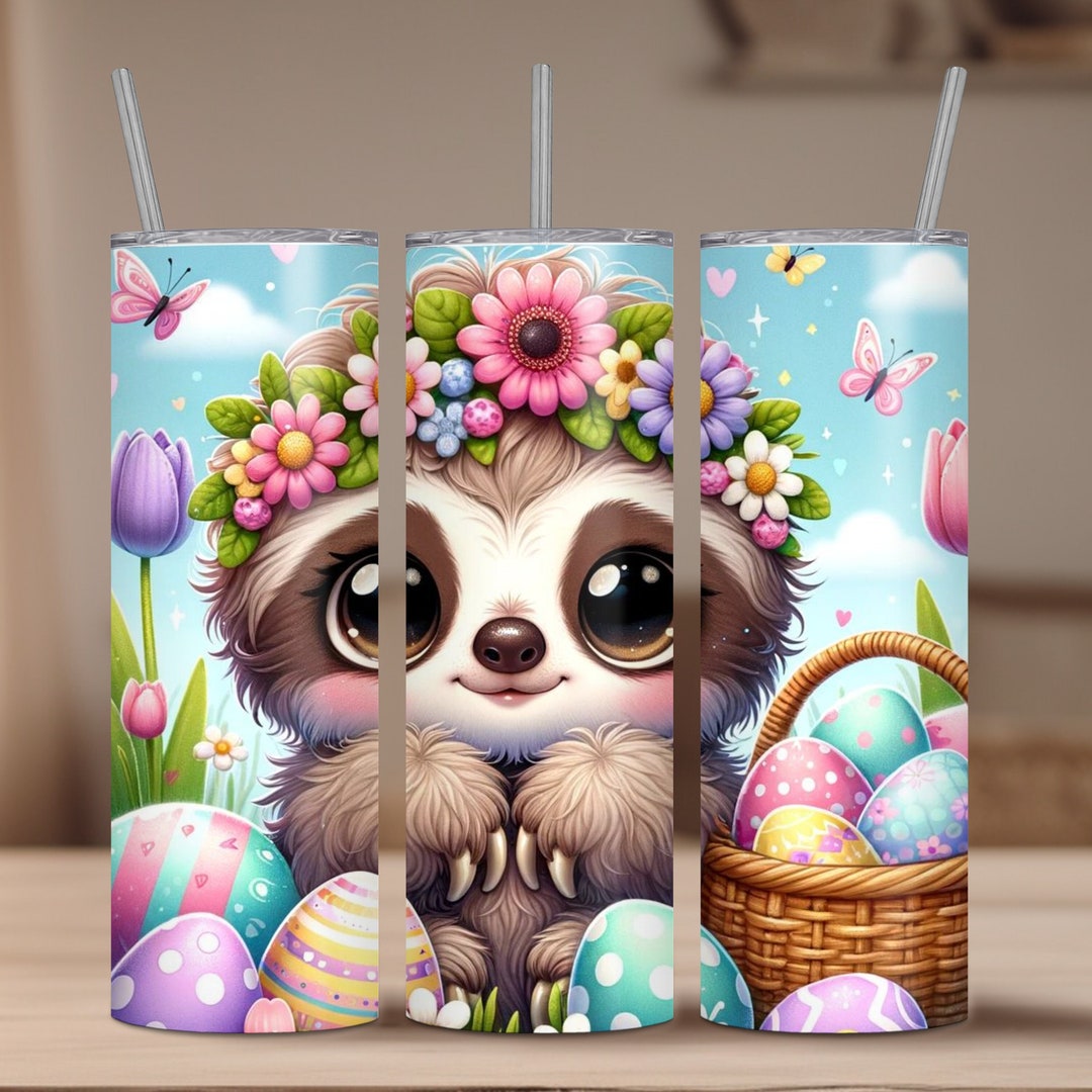 Easter Sloth Tumbler Wrap, Cute Sloths Png,20oz Skinny Tumbler,easter ...