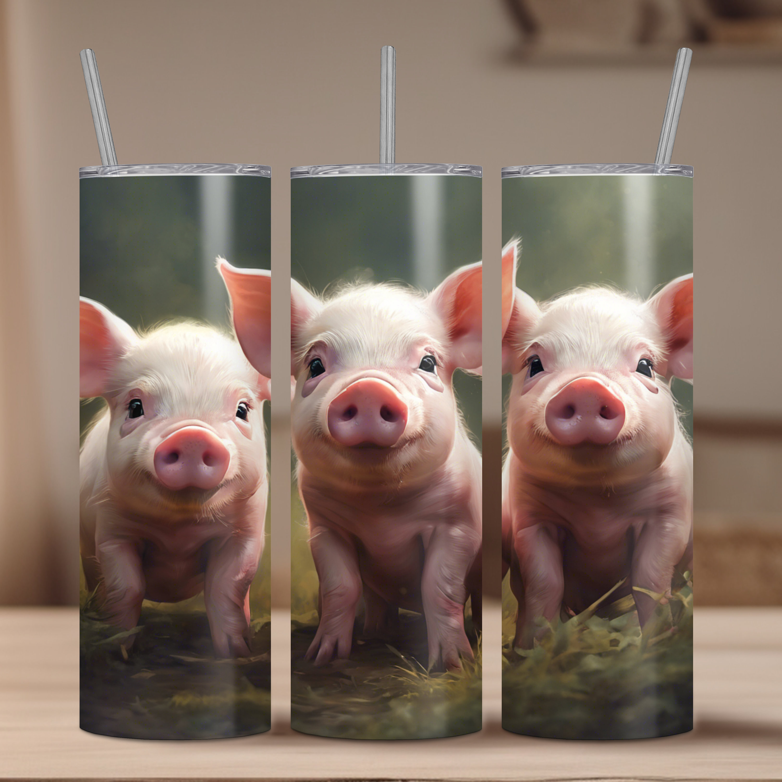 Pig Tumbler Wrap, Pig 20 Oz Skinny, Pig Tumbler Png, Animal Tumbler ...
