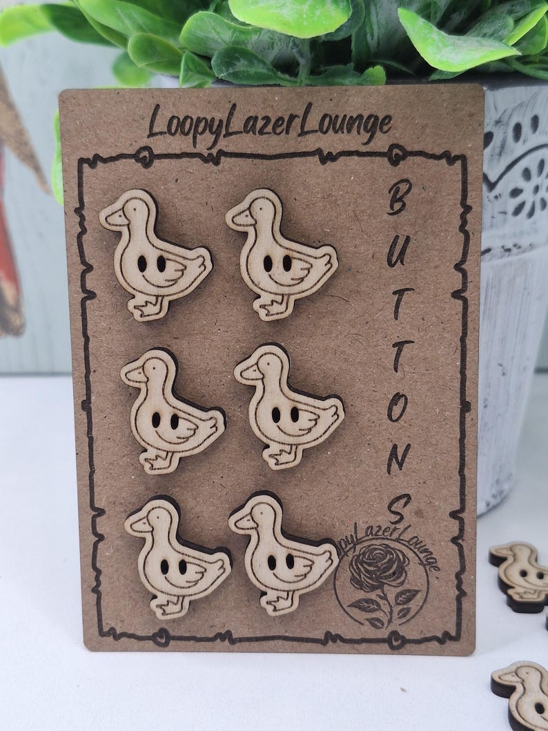 Wooden Duck Buttons, Animal Themed Laser Cut Buttons for Scrapbooking ...