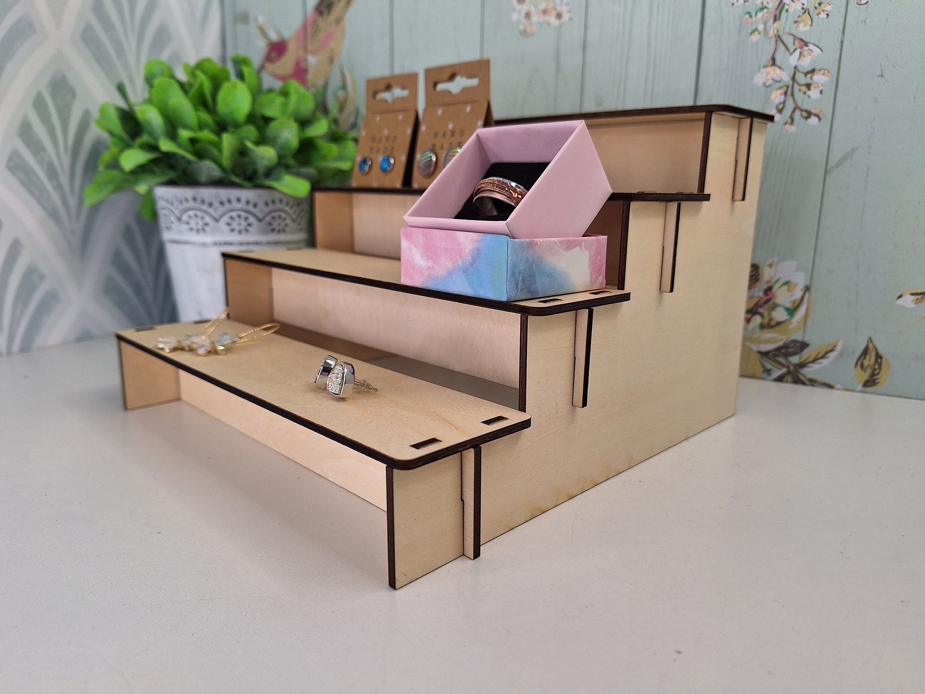 4 Tiered Portable Jewellery Display Stand for Craft Shows, Ply Wood ...