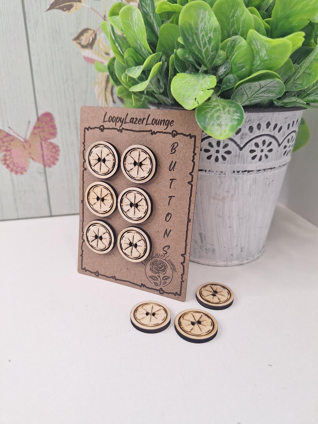 Wooden Orange Slice Shaped Buttons, Cute Fruit Themed Laser Cut Buttons ...