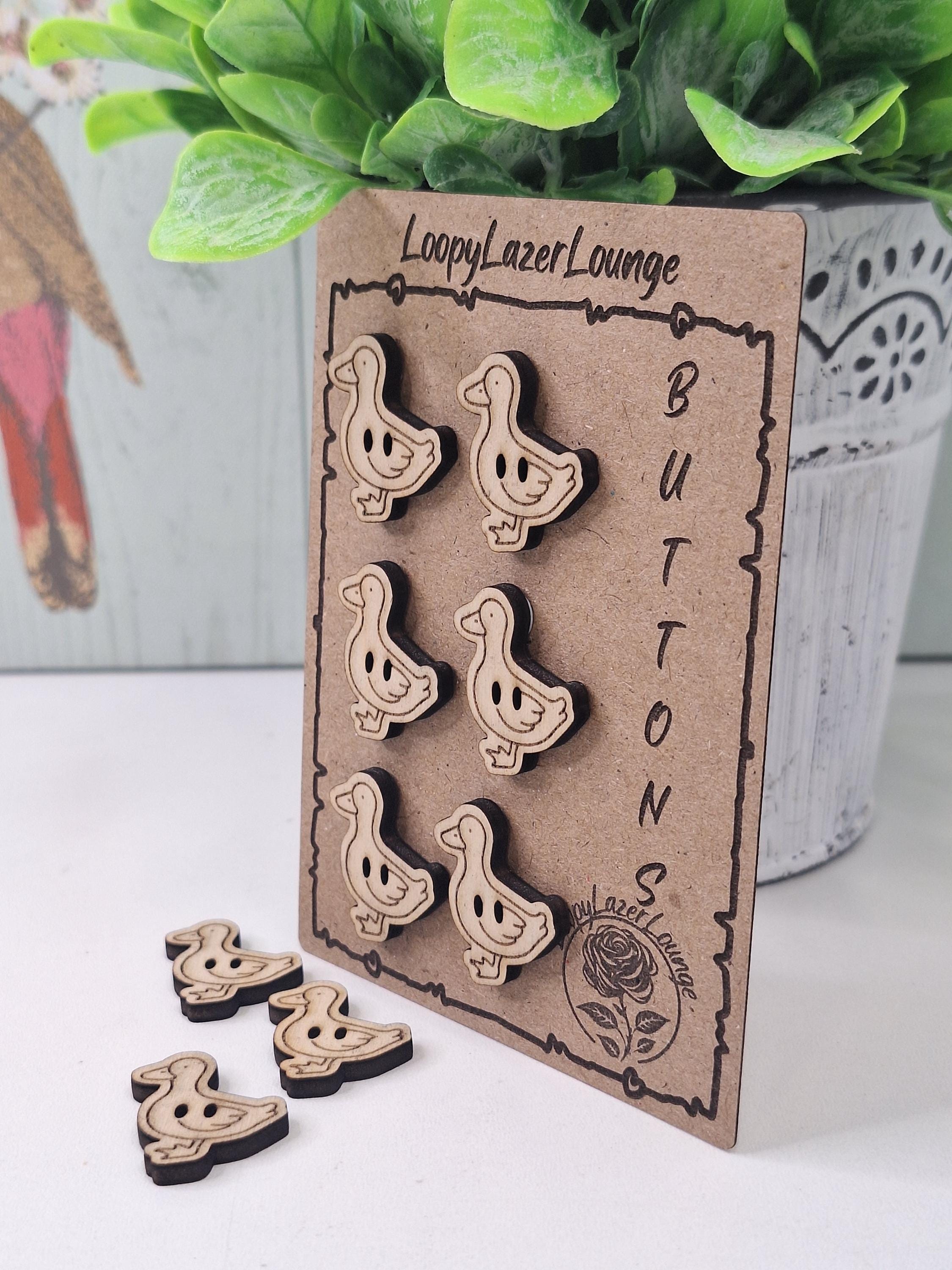 Wooden Duck Buttons, Animal Themed Laser Cut Buttons for Scrapbooking ...