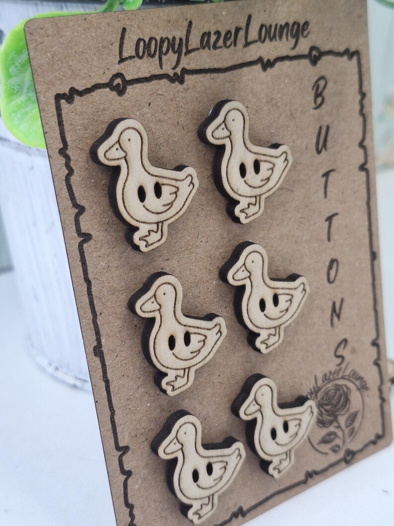 Wooden Duck Buttons, Animal Themed Laser Cut Buttons for Scrapbooking ...