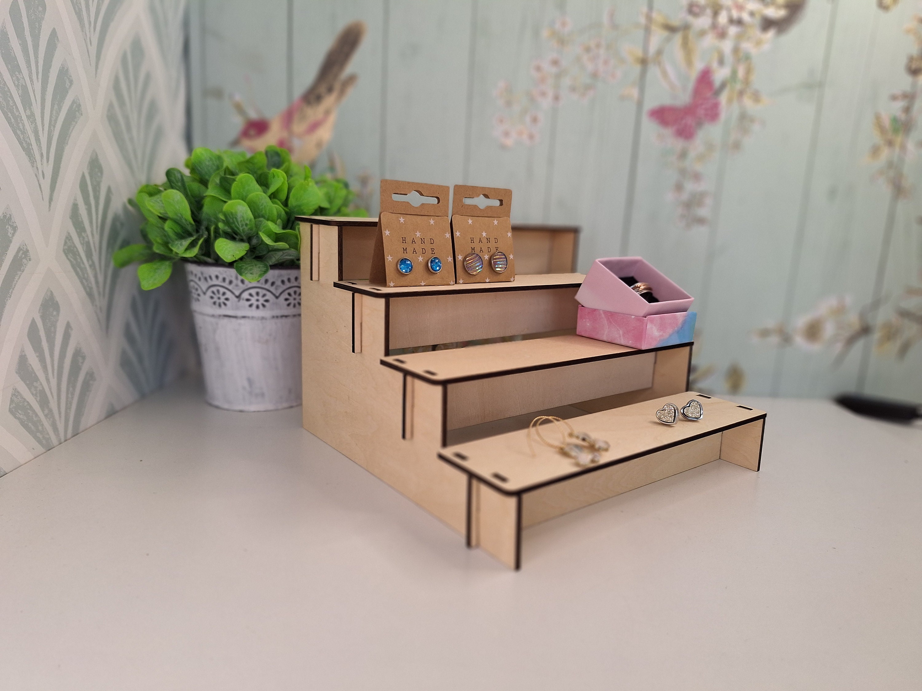 4 Tiered Portable Jewellery Display Stand for Craft Shows, Ply Wood ...