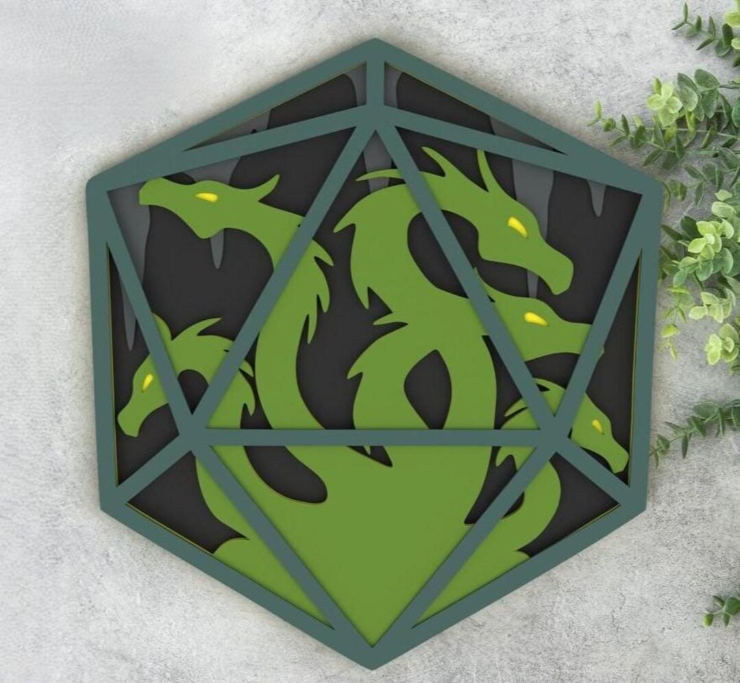 Hydra D20 Plywood Wall Art: Colorful Dnd Gamespace Decor - Etsy