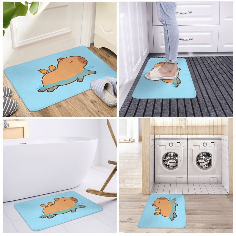 Cute Capybara Rug for Capybara Lovers Modern Living Room Floor & Bath ...