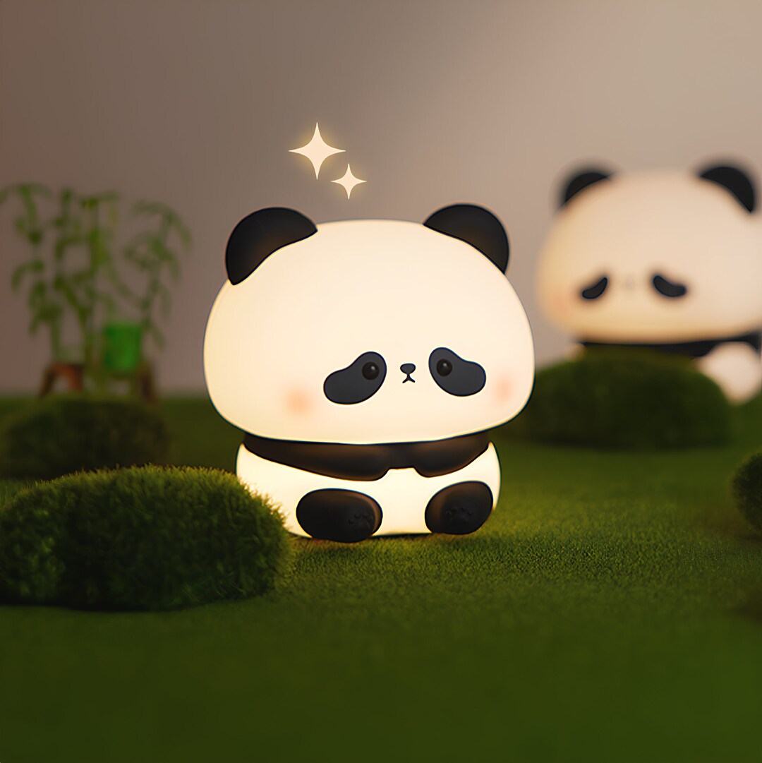 Cute Sad Panda Night Lights for Kids Animal Silicone USB Rechargeable ...