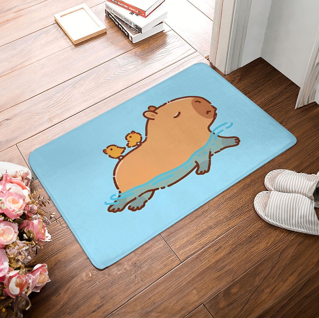 Cute Capybara Rug for Capybara Lovers Modern Living Room Floor & Bath ...