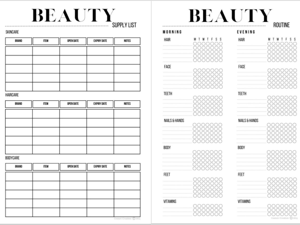 BEAUTIFY | Beauty Planner | Printable and PDF Fillable | Stylish Design ...