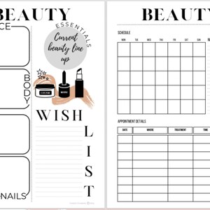 BEAUTIFY | Beauty Planner | Printable and PDF Fillable | Stylish Design ...