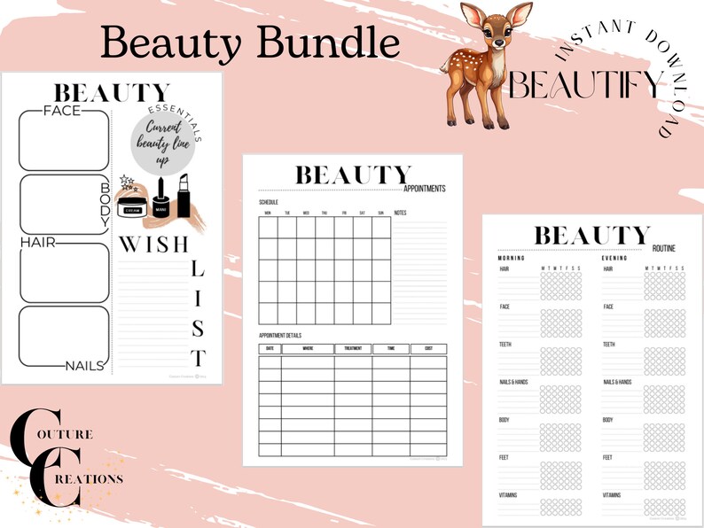 BEAUTIFY | Beauty Planner | Printable and PDF Fillable | Stylish Design ...