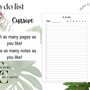 CURSIVE | Undated Daily to Do List| Printable and PDF Fillable ...