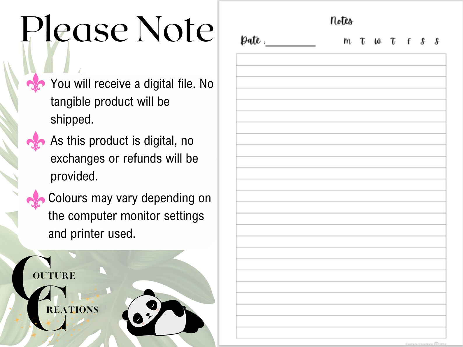 CURSIVE Notes Printable and PDF Fillable Take Note Planning Minimal ...