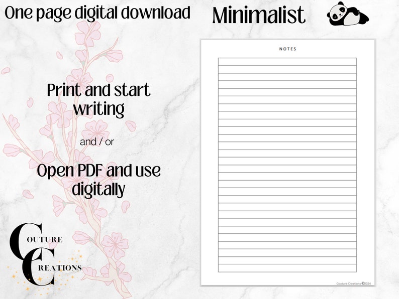 MINIMALIST | Notes | Printable and PDF Fillable | Take Note | Planning ...