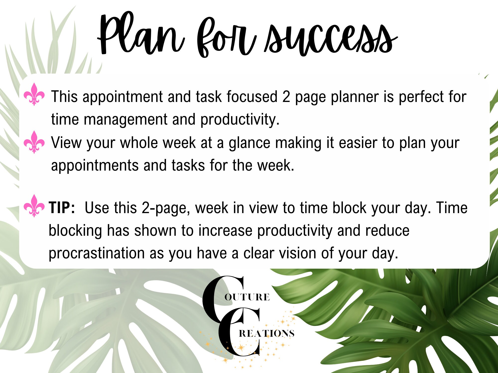 CURSIVE | 2024 Undated | One Week on 2 Pages | Printable and PDF ...