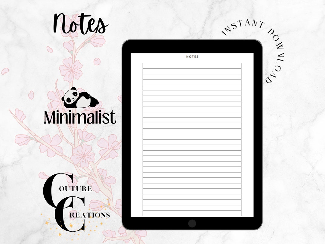 MINIMALIST Notes Printable and PDF Fillable Take Note - Etsy