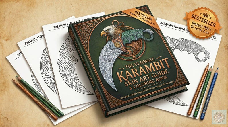 CS2 Karambit Knife Coloring Pages, Printable CSGO Weapon Skins Book, PC ...