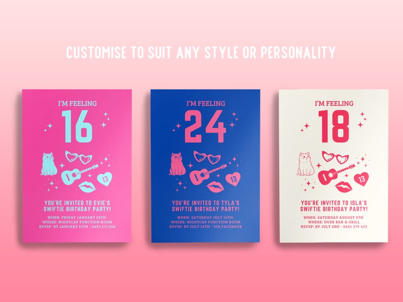 Editable Swiftie Birthday Party Invitation Modern Template - Easy DIY ...