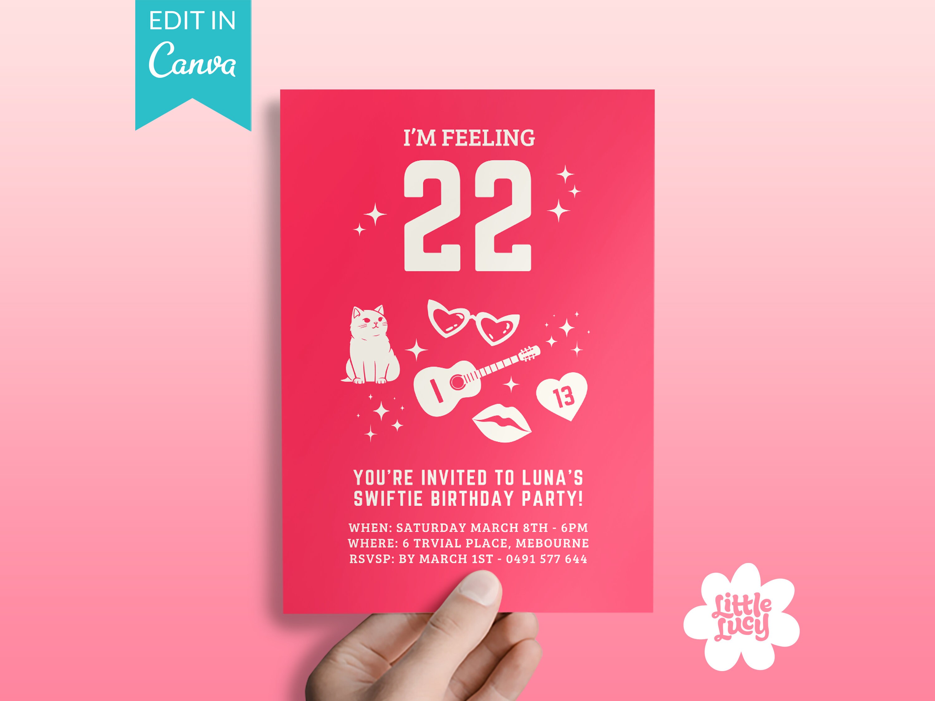 Editable Swiftie Birthday Party Invitation Modern Template - Easy DIY ...