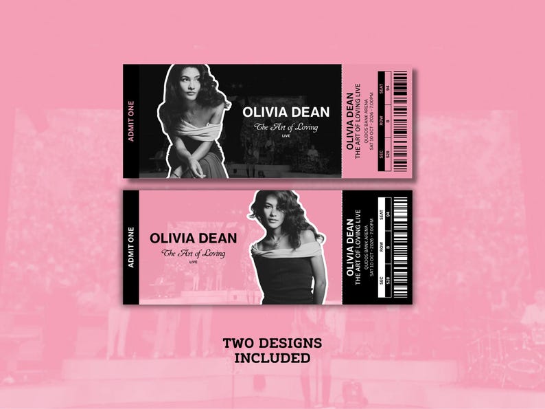 Olivia Dean the Art of Loving Live Tour Concert Ticket Canva Editable ...