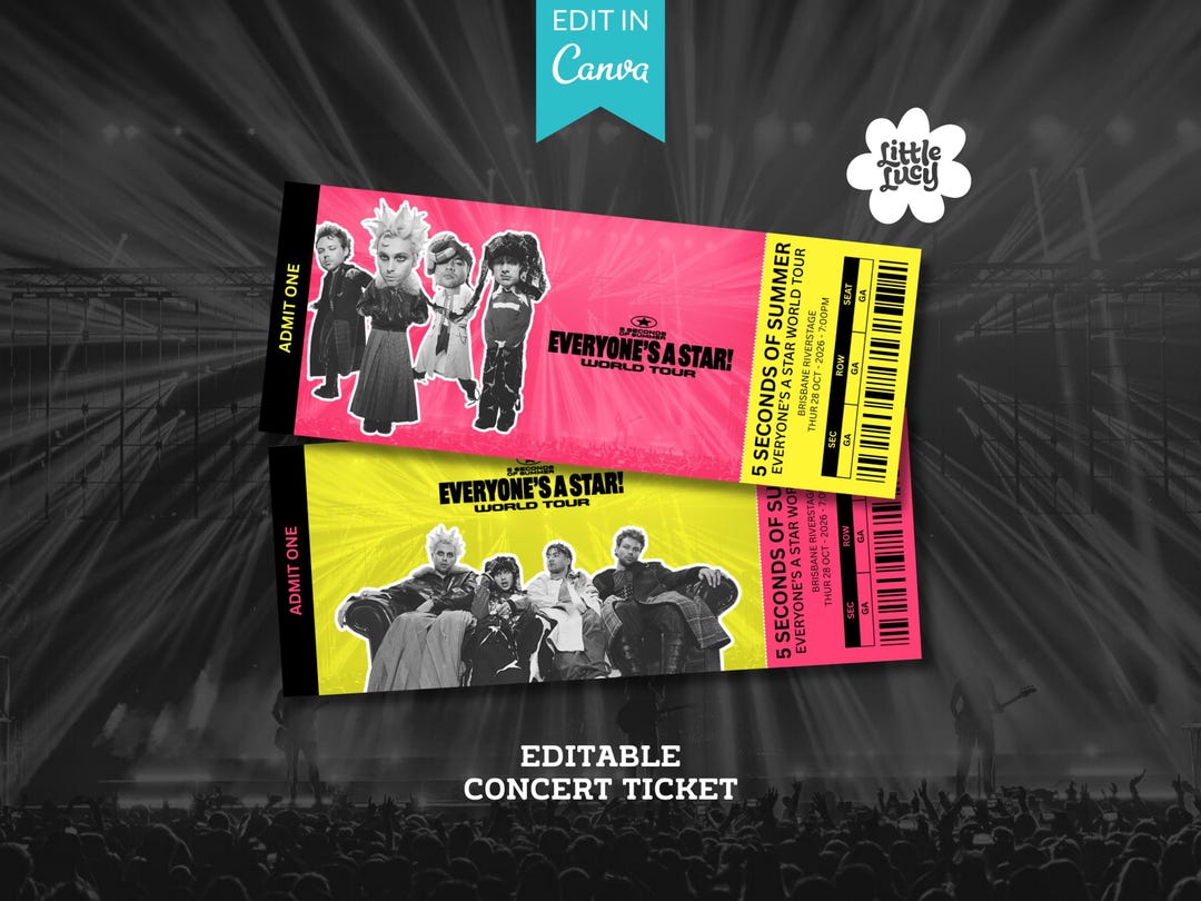 5 Seconds of Summer Everyone's a Star Tour Concert Ticket Canva ...