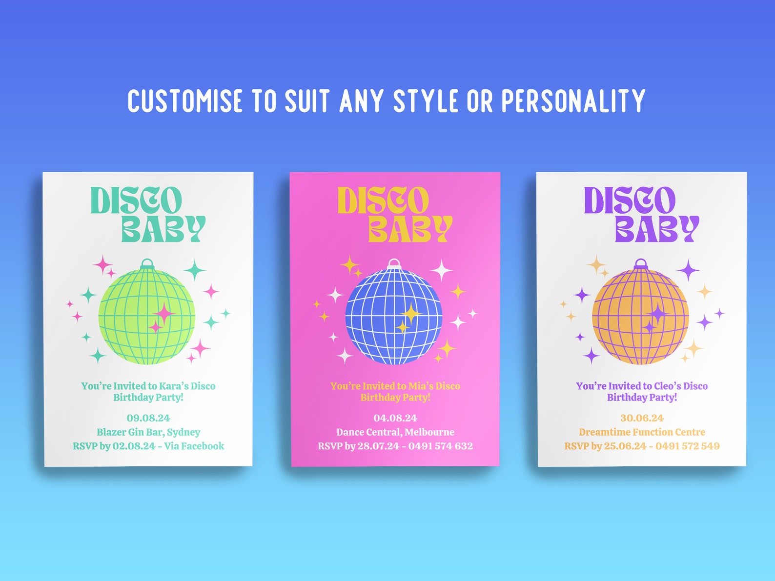 Editable Disco Birthday Party Invitation Modern Template - Easy DIY ...