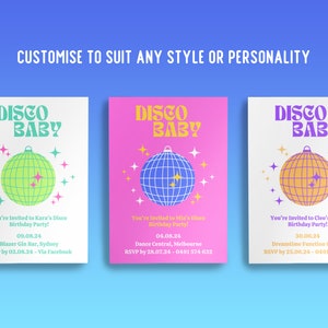 Editable Disco Birthday Party Invitation Modern Template - Easy DIY ...