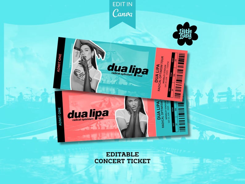 Dua Lipa Radical Optimism Tour Concert Ticket Canva Editable ...