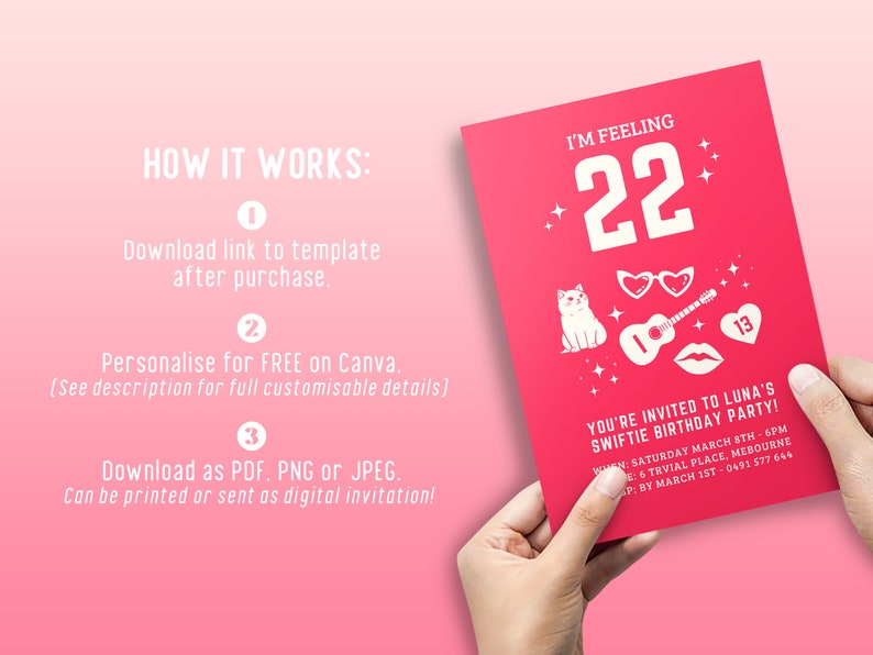 Editable Swiftie Birthday Party Invitation Modern Template - Easy DIY ...