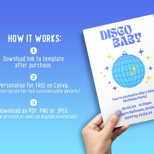 Editable Disco Birthday Party Invitation Modern Template - Easy DIY ...
