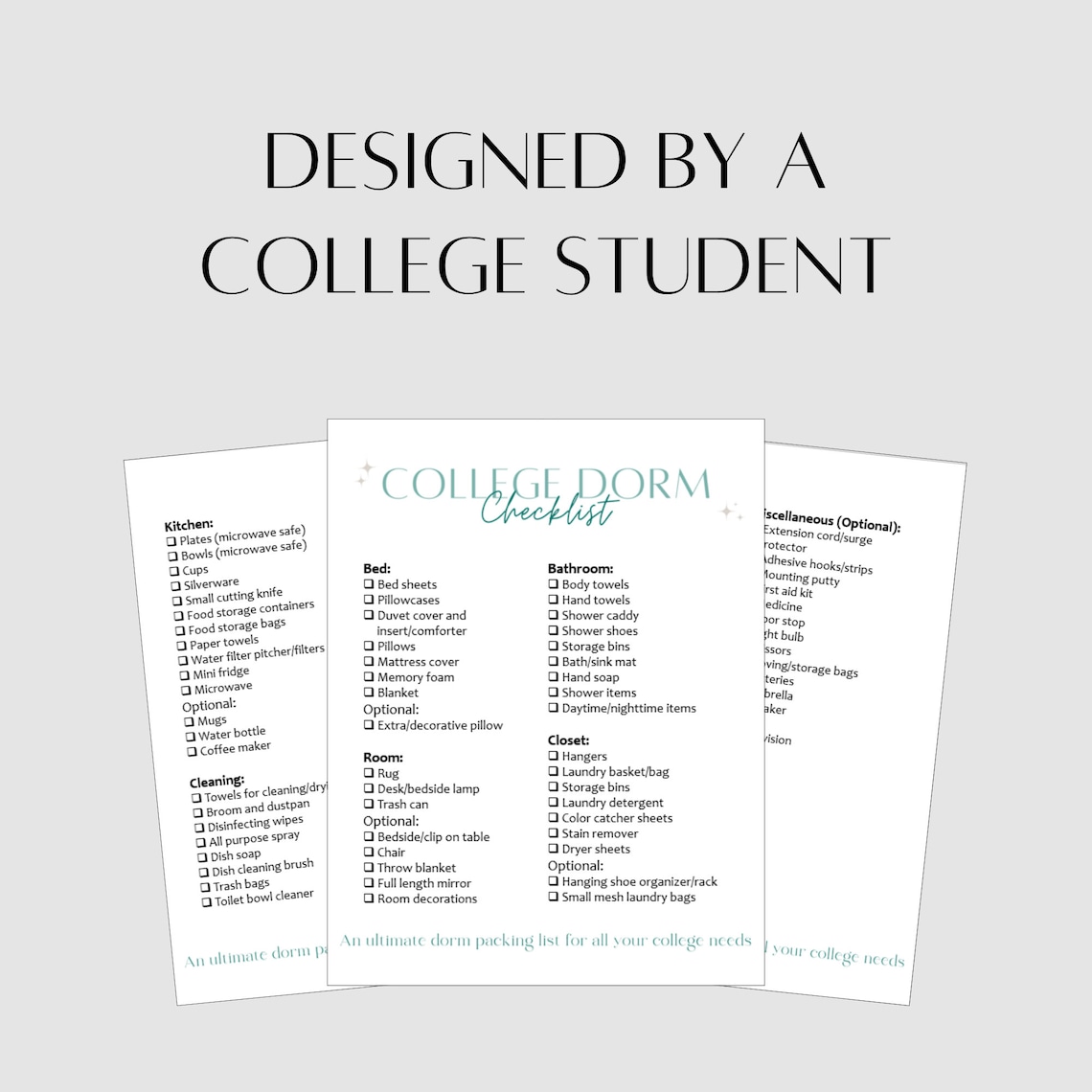 College Dorm Checklist - College Essentials Packing List - Ultimate ...