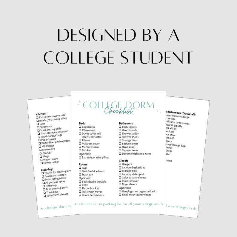 College Dorm Checklist - College Essentials Packing List - Ultimate ...